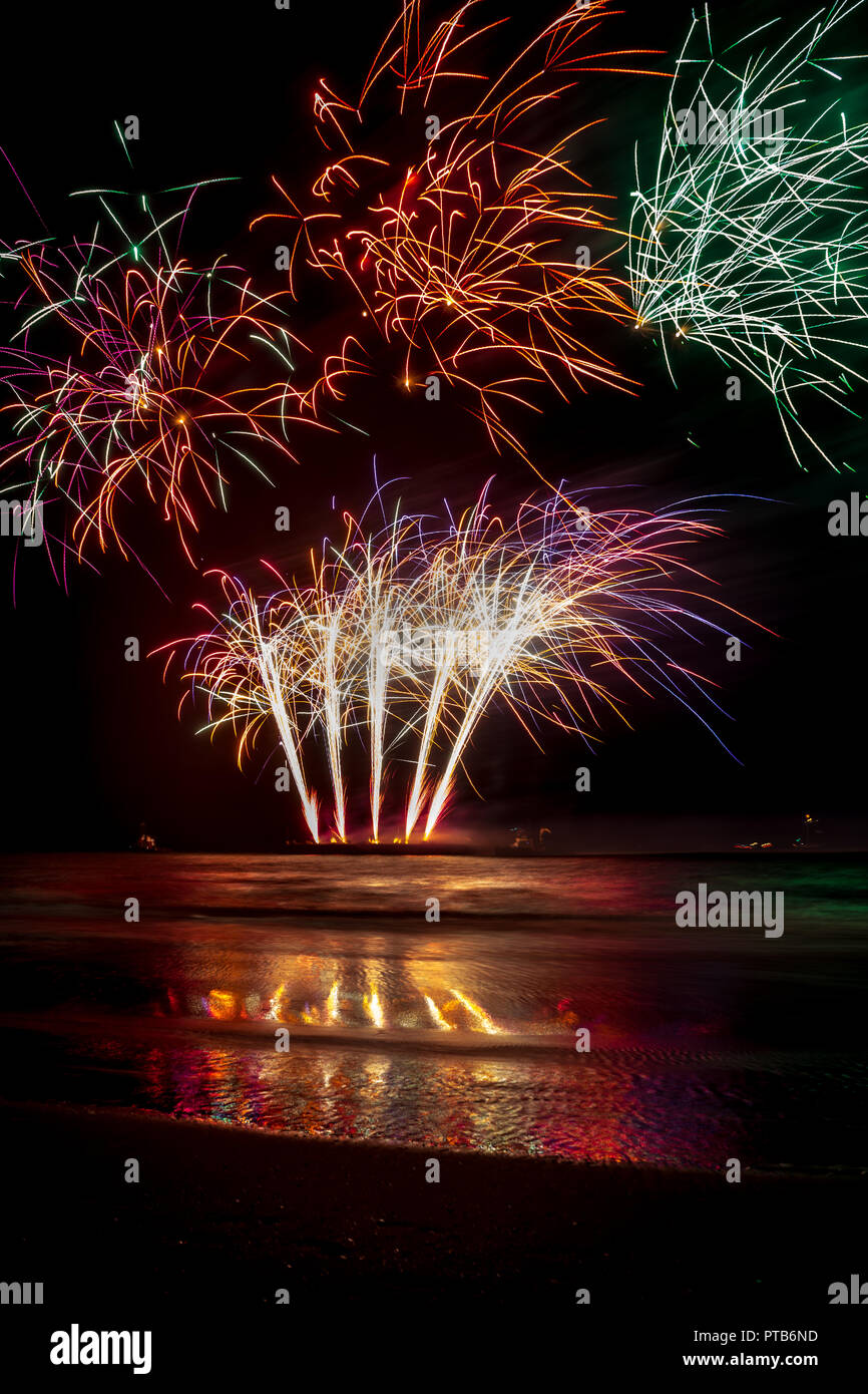 Annual summer fireworks event at Scheveningen beach in Den Haag on 17th ...