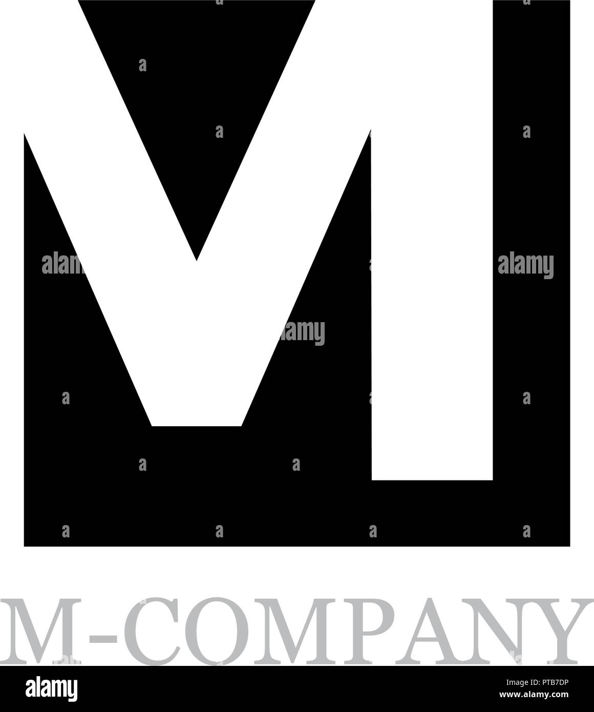 Vector geometric initial letter M on black square background Stock ...