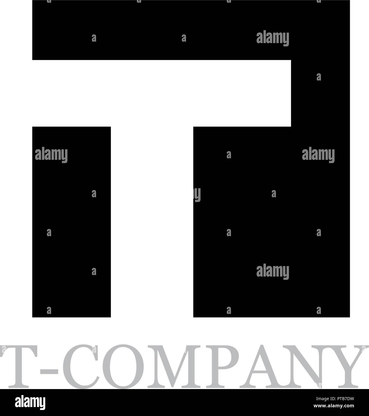 Vector geometric initial letter T on black square background Stock ...
