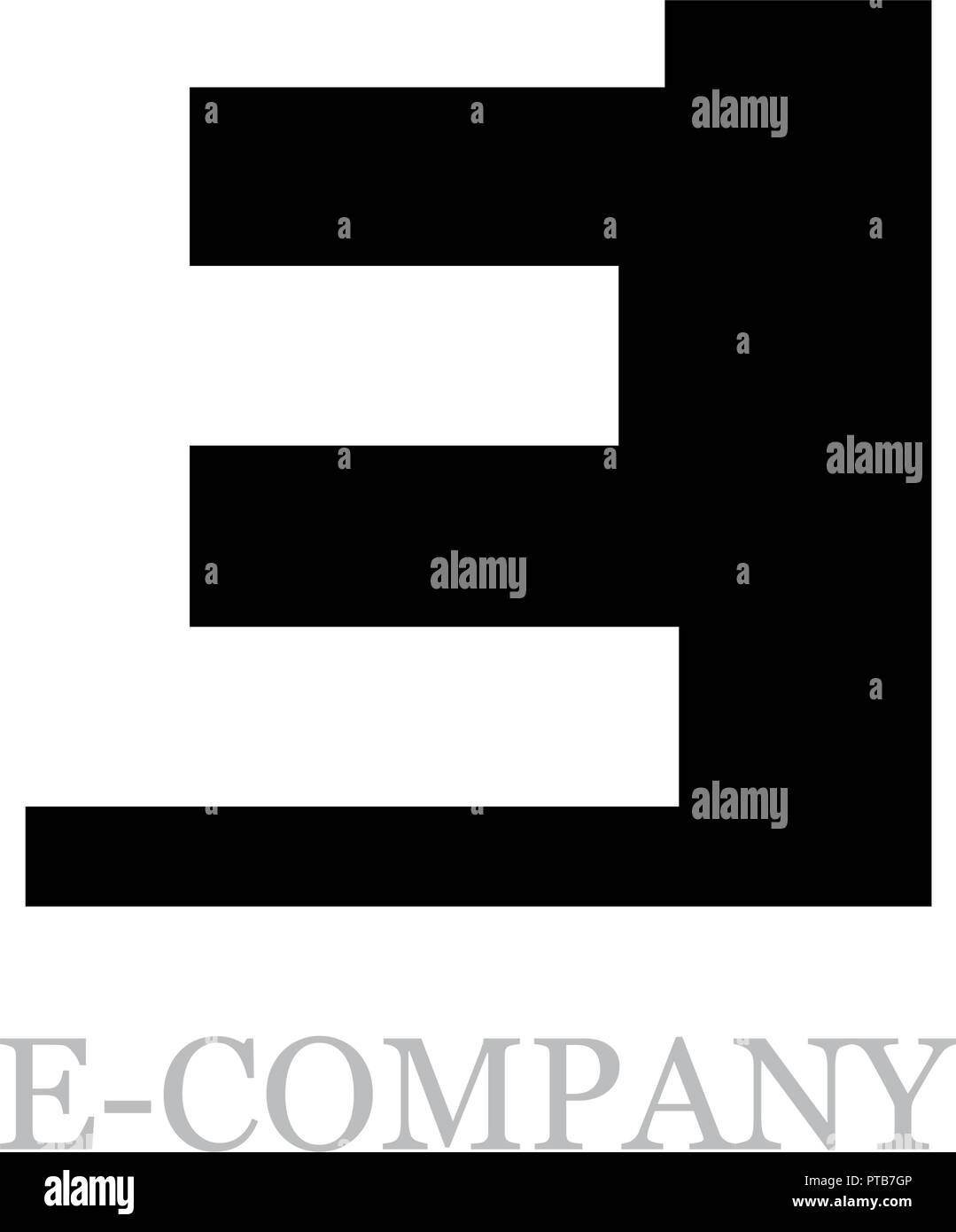 Vector geometric initial letter E on black square background Stock ...