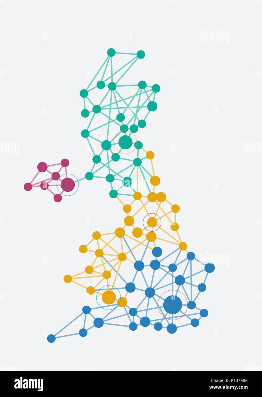 Abstract british network with map and link Stock Vector Image & Art - Alamy