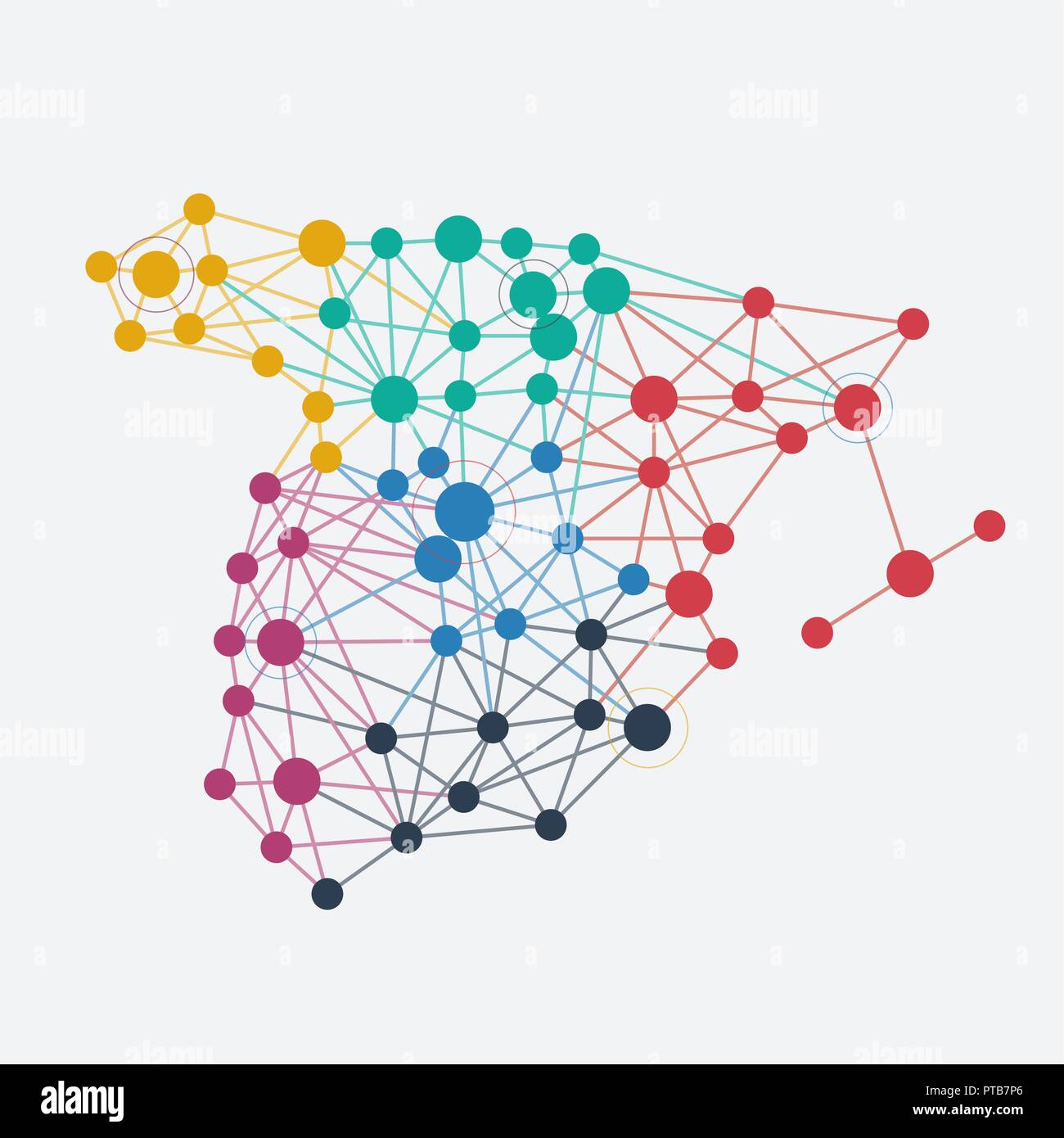 Abstract spanish network with map and link Stock Vector Image & Art - Alamy