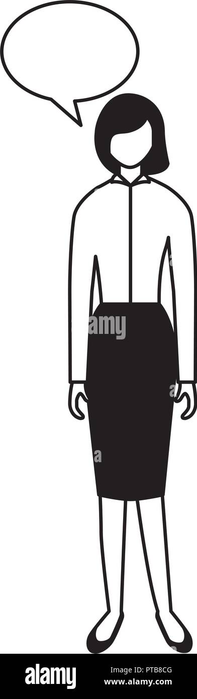 Business Woman Standing Character Speech Bubble Vector Illustration Stock Vector Image And Art Alamy