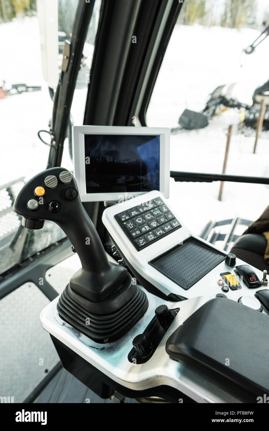 Interior of snowplow truck Stock Photo - Alamy