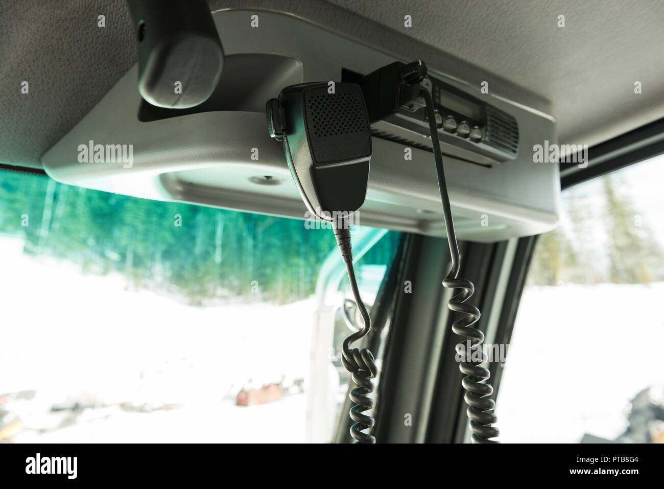 Interior of snowplow truck Stock Photo - Alamy