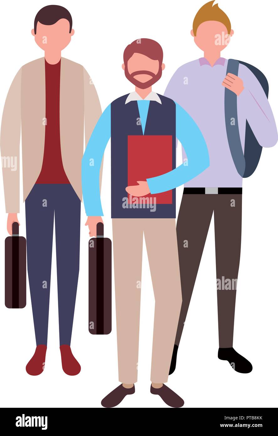 three businessmen teamwork people characters vector illustration Stock ...