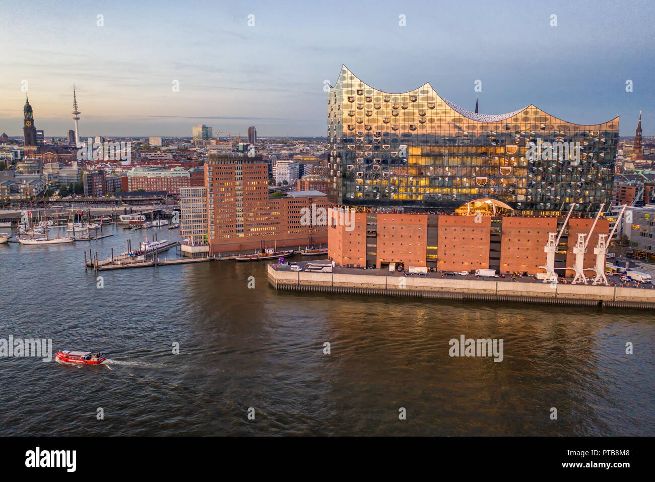 Aerial view of Elbe Philharmonic Hall in the evening Stock Photo - Alamy