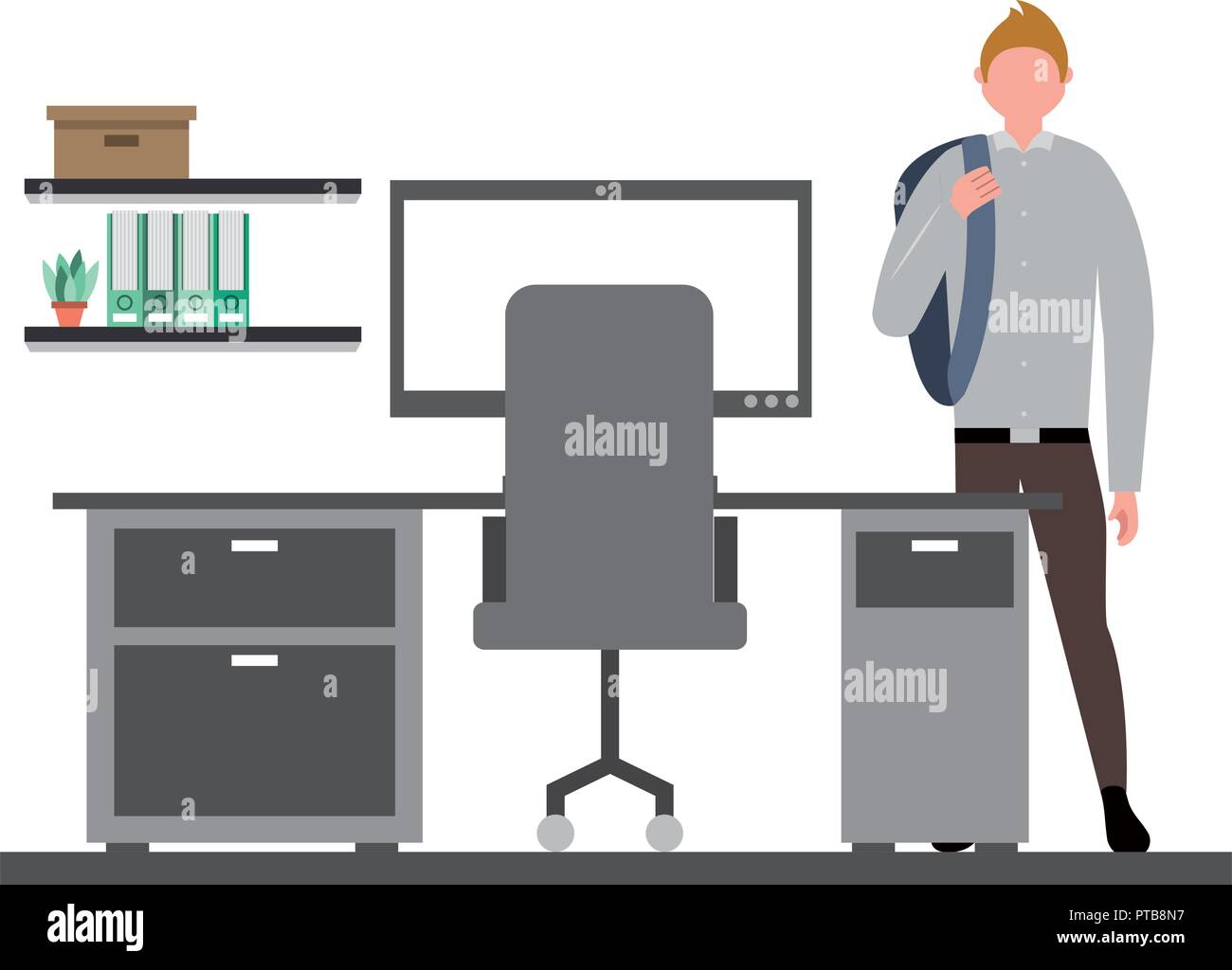 businessman standing workplace office work vector illustration Stock ...