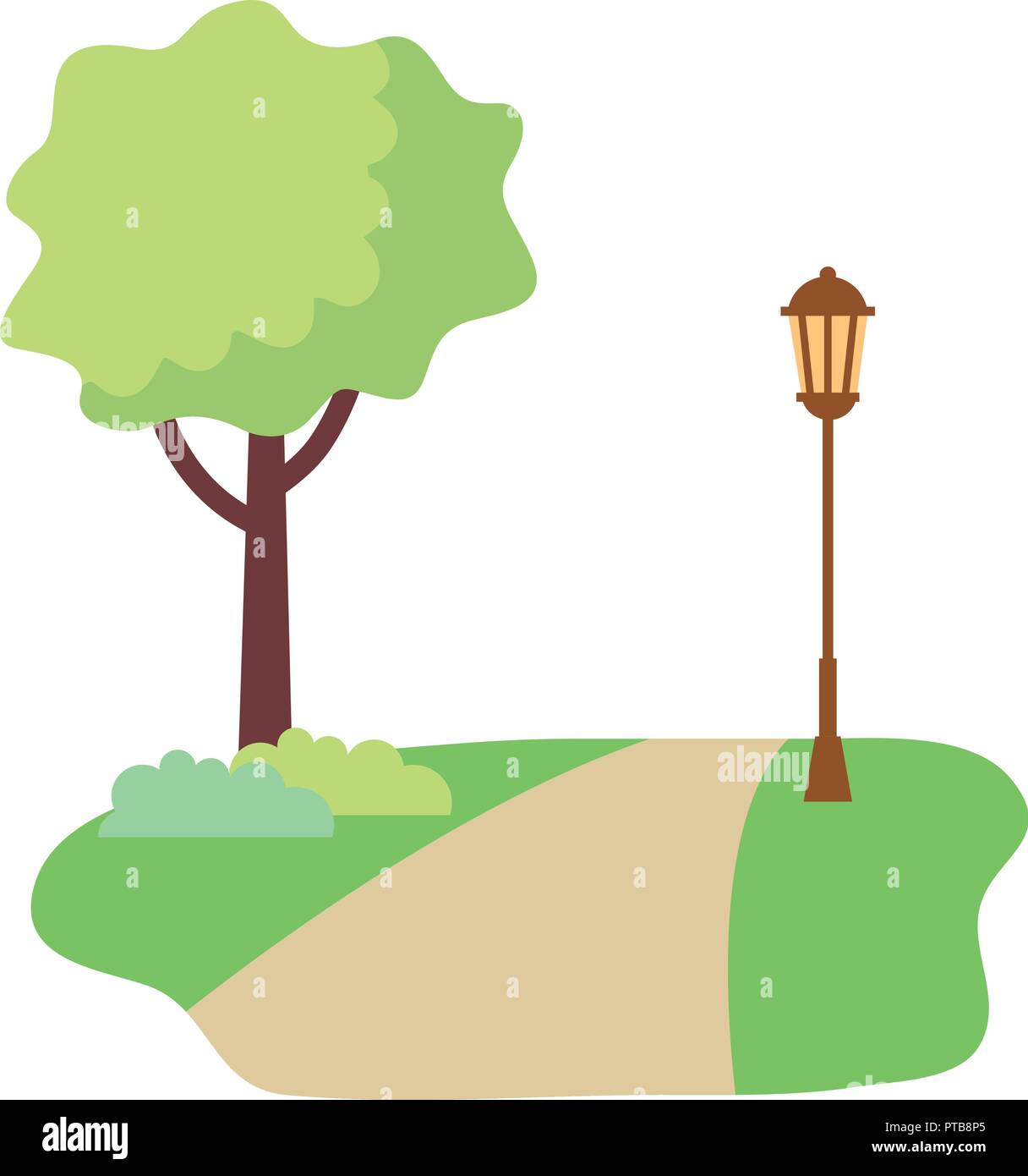 park tree lamp post road nature vector illustration Stock Vector Image ...