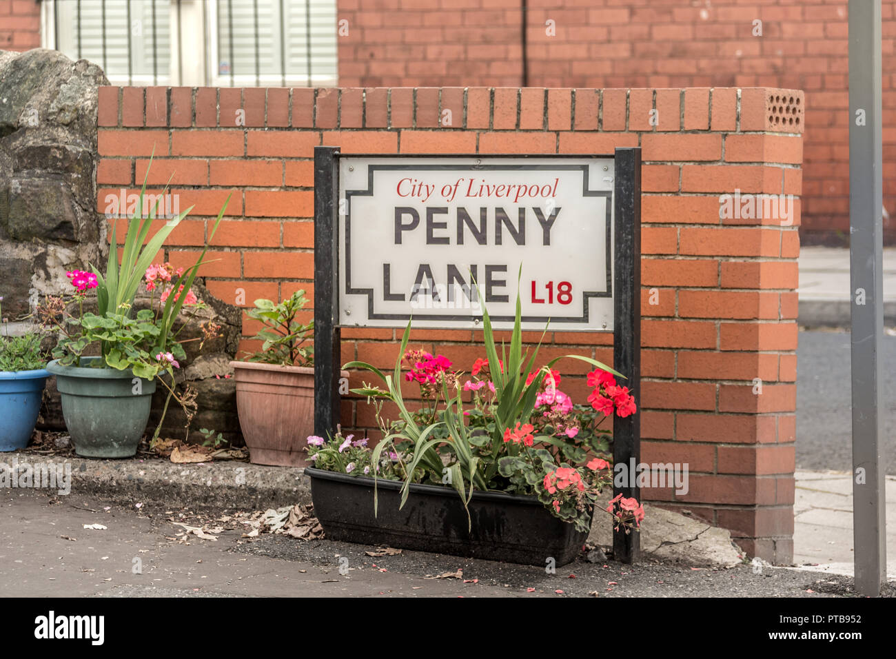 Penny Lane street at Liverpool - Beatles sight site Stock Photo - Alamy