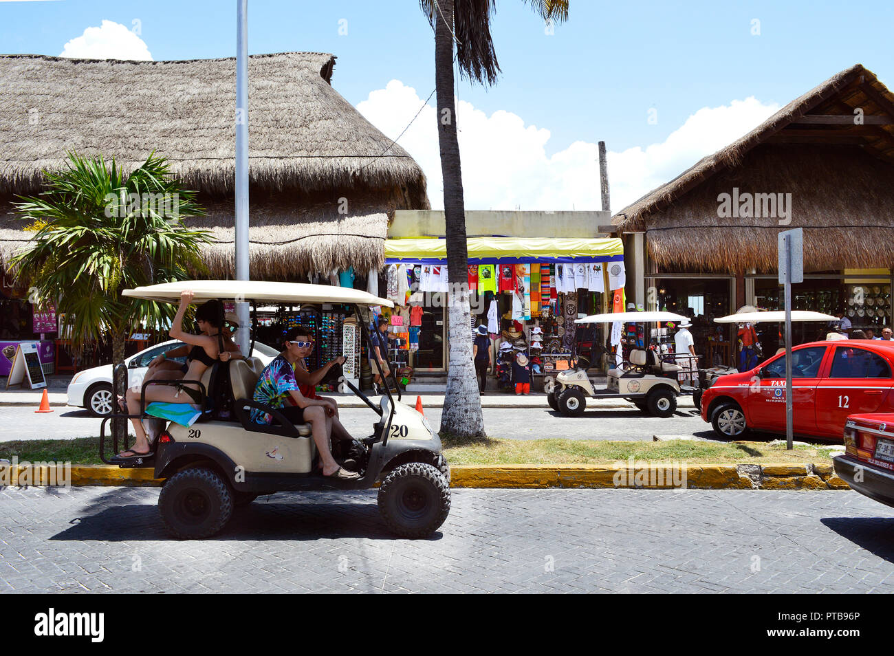 Tourist cars at Isla Mujeres, Cancun, Mexico Stock Photo - Alamy