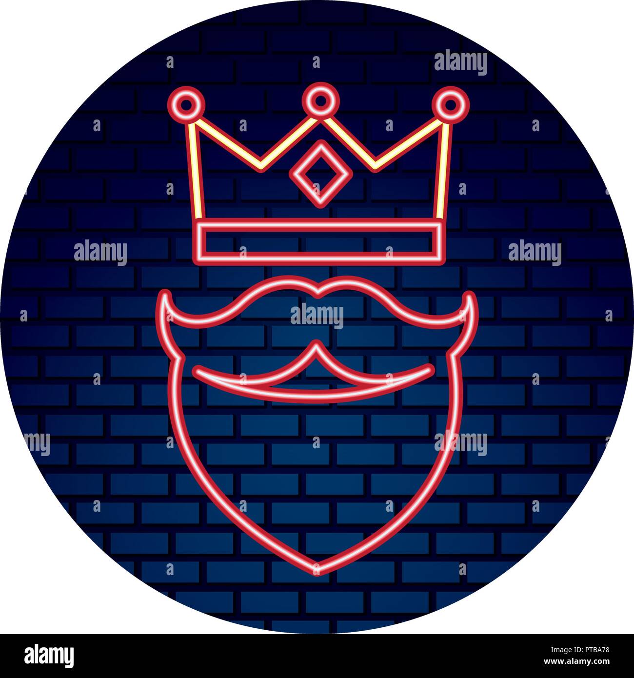 crown beard neon brick wall label vector illustration Stock Vector ...