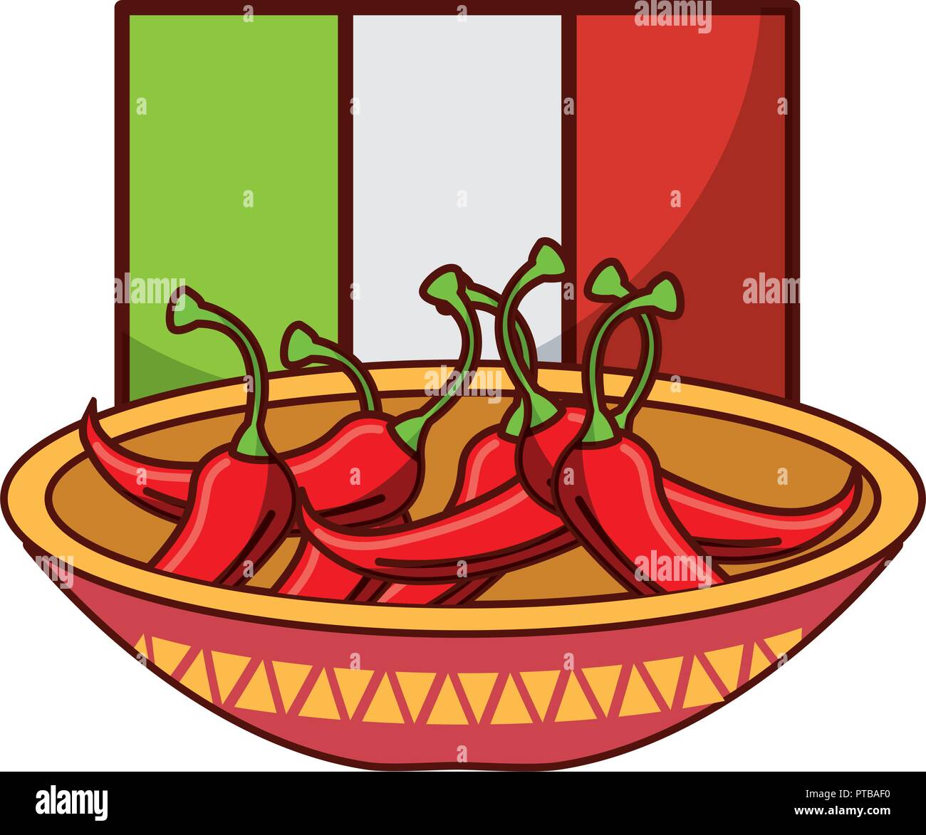 bowl with chili pepper flag mexican food traditional vector ...