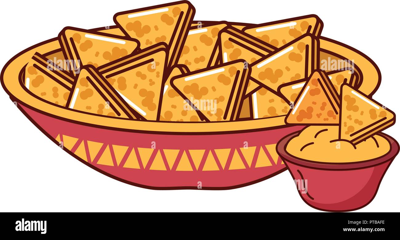 nachos cheese cream mexican food traditional vector illustration Stock ...