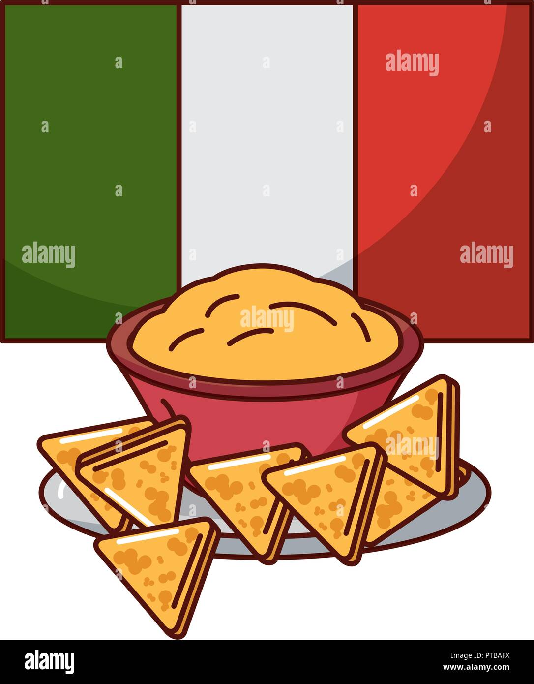 nachos cheese cream flag mexican food traditional vector illustration ...