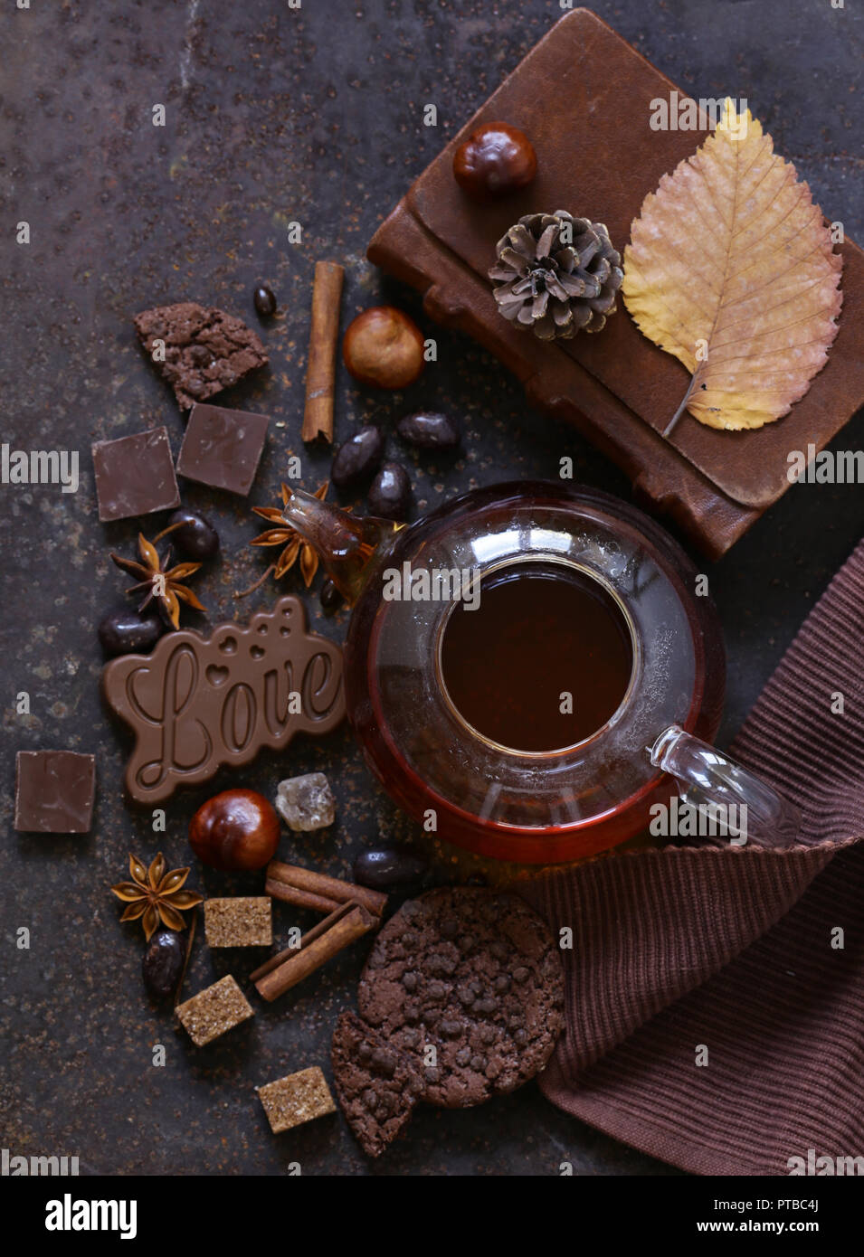 autumn still life tea on the table with sweets Stock Photo - Alamy