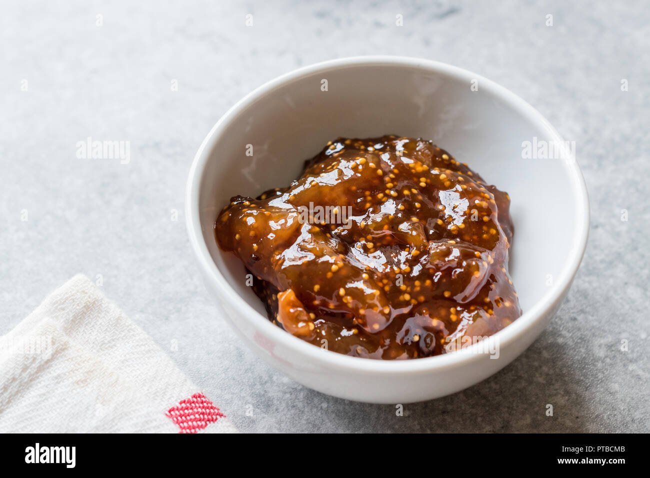 Homemade Organic Fig Jam in Small Ceramic Bowl / Marmalade. Organic ...