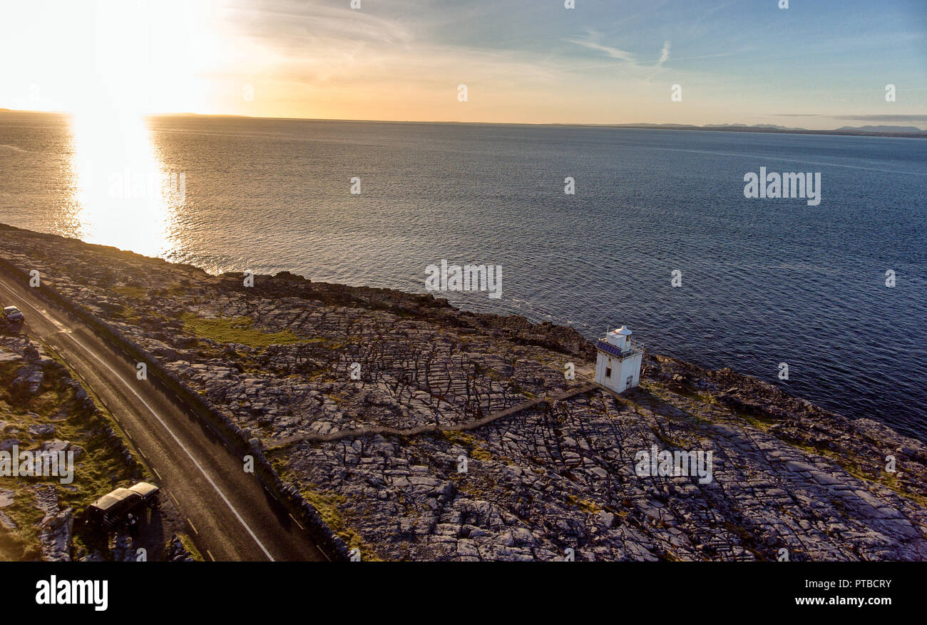 Aerial birds eye view of the burren national park. scenic tourism ...