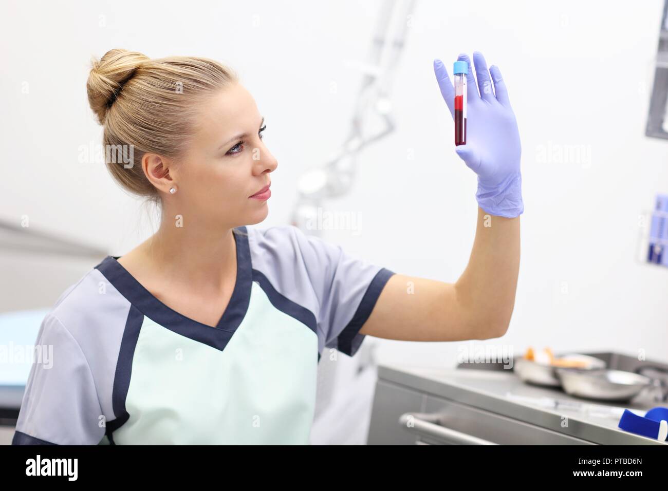 Female Nurse Standing In Hospital Lab Stock Photo - Alamy