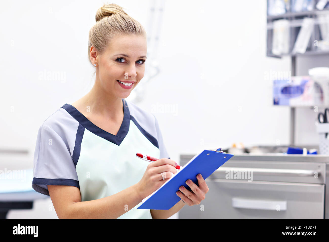 Female Nurse Standing In Hospital Lab Stock Photo - Alamy