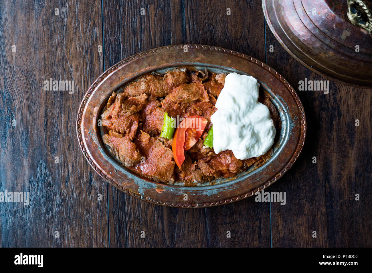 iskender Doner / Turkish Traditional Food with Yogurt in Antique Copper ...