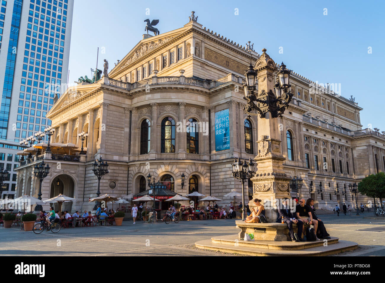 Alte Oper, old opera house, by Richard Lucae, 1880, and UBS tower ...