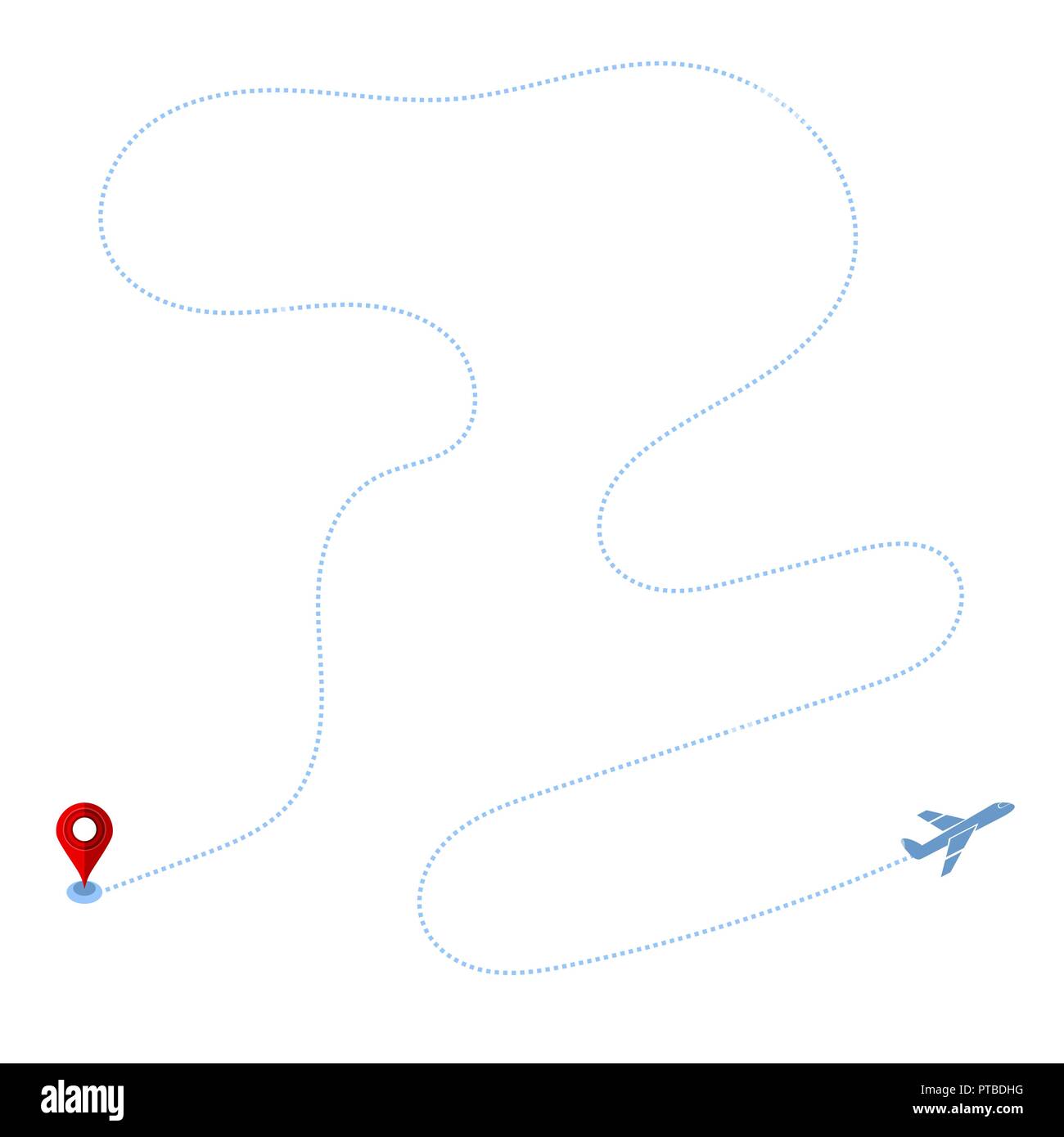 Track of Plane and Red Marker on White Background Stock Vector Image ...