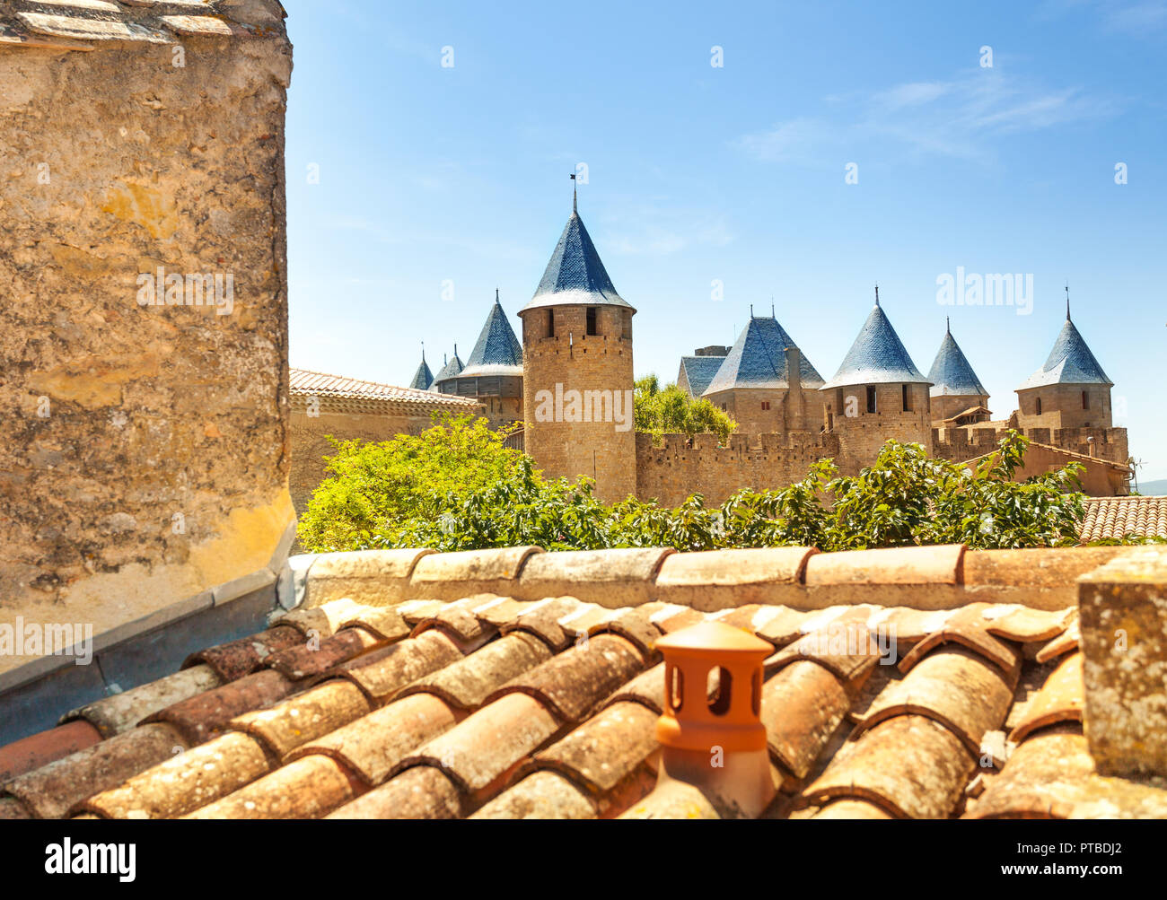 Beautiful view of medieval Chateau Comtal (Count's Castle) in ...