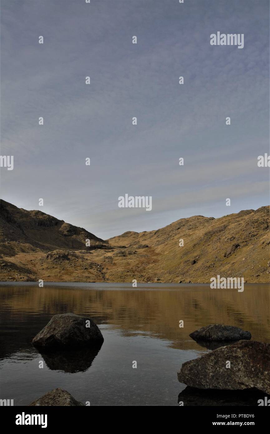 Levers Water in the Coniston Mountains above the Coppermines Valley in ...
