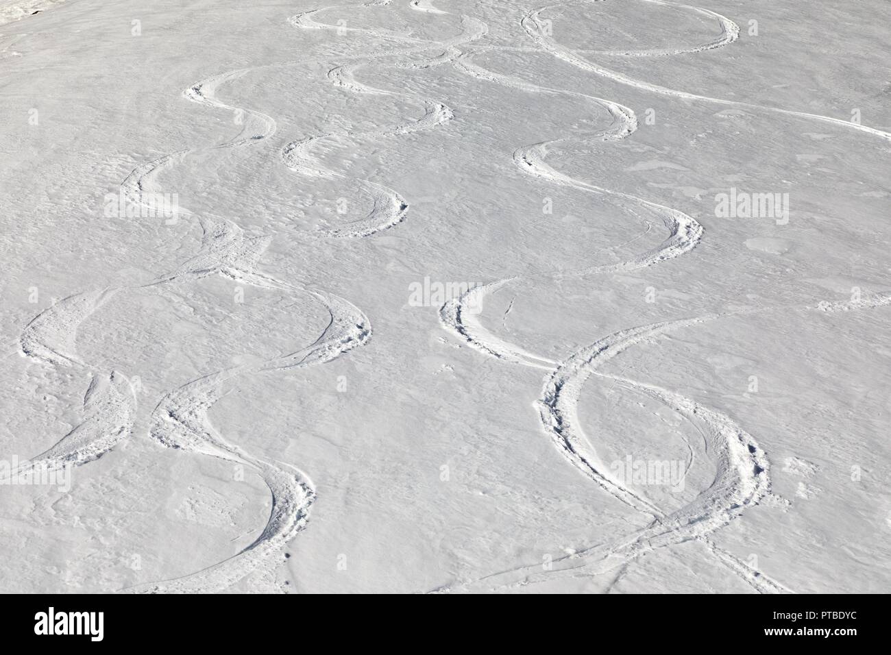 Ski Slope with Fresh Curves Stock Photo - Alamy