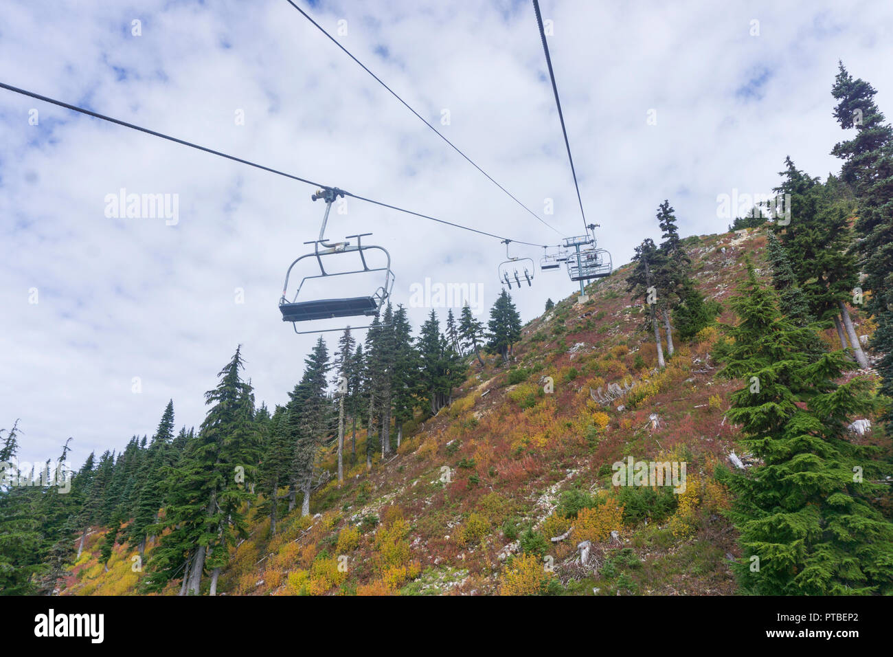 Summer ski lifts on Mount Washington, Canada Stock Photo - Alamy