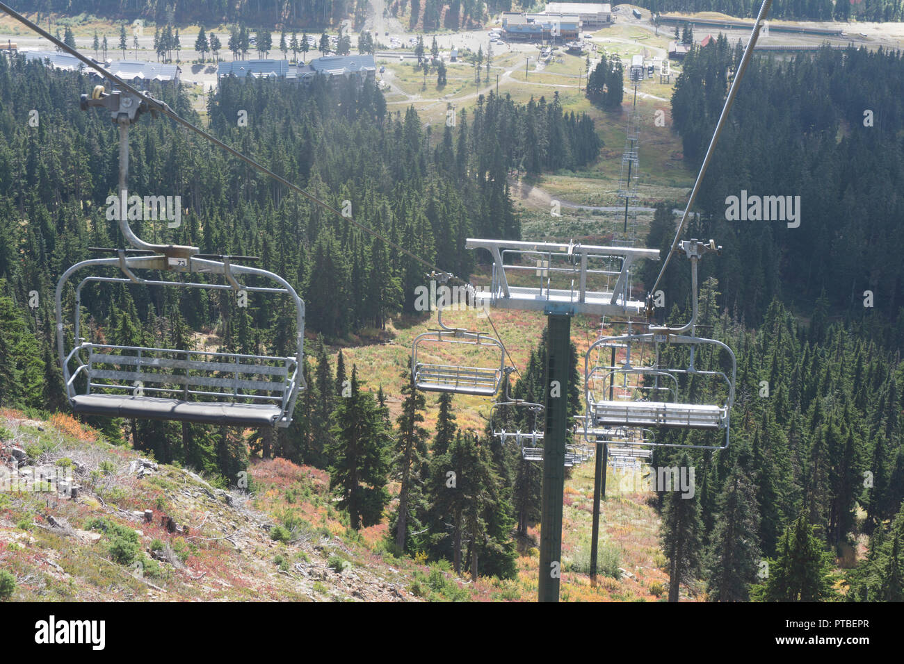 Summer ski lifts on Mount Washington, Canada Stock Photo - Alamy