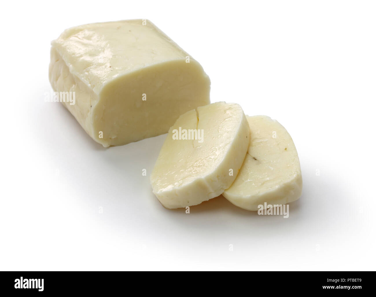 halloumi, Cyprus squeaky cheese isolated on white background Stock ...