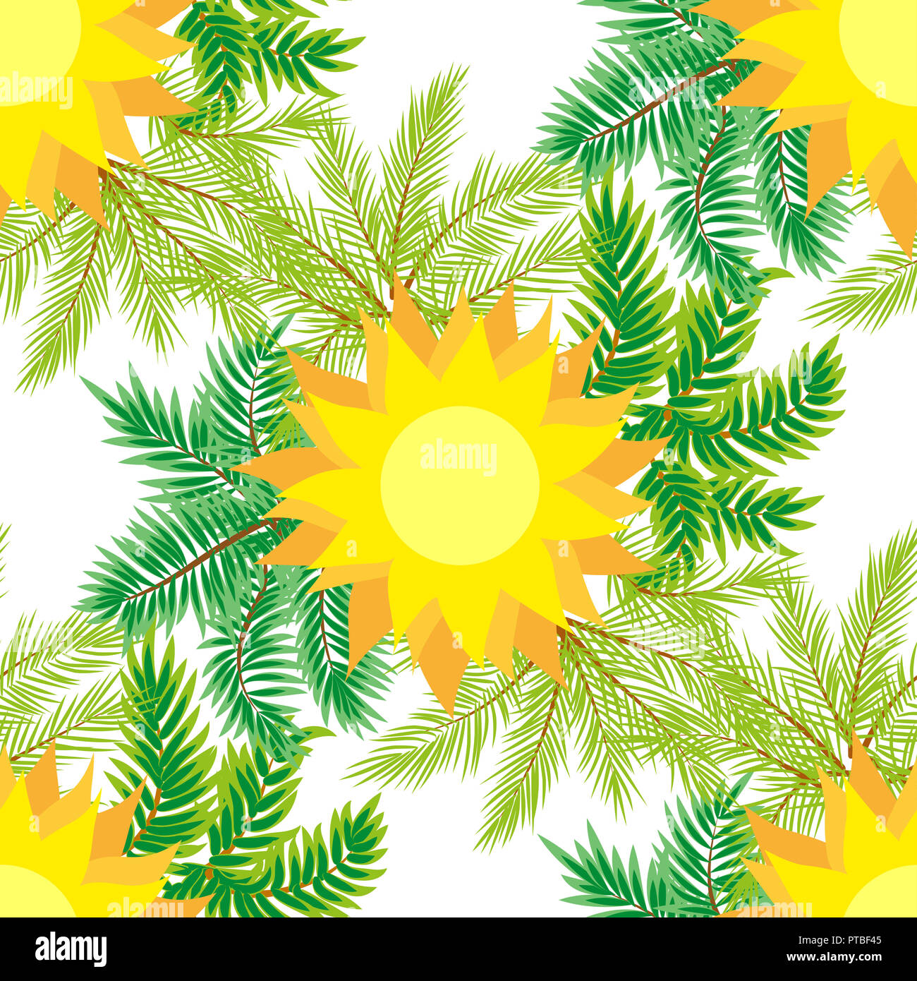 Palm trees and sun background. seamless pattern Stock Photo - Alamy