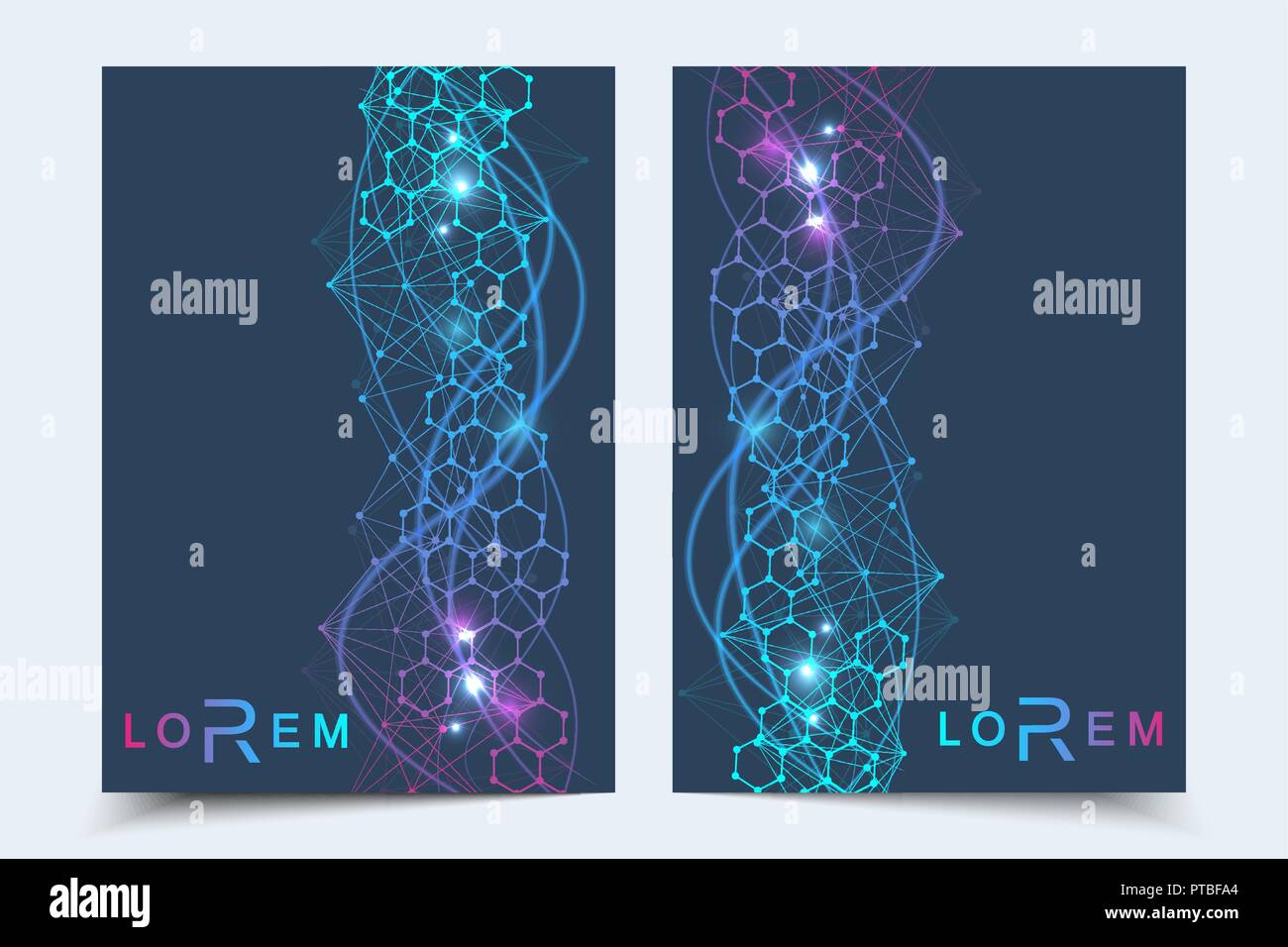 Scientific brochure design template. Vector flyer layout, Molecular ...