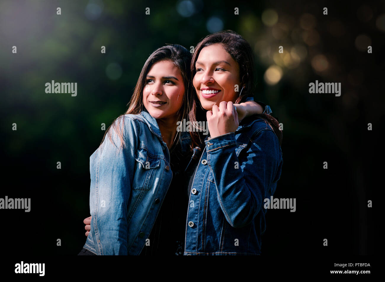 Outdoor lifestyle portrait of two best friends, smiling and having fun ...