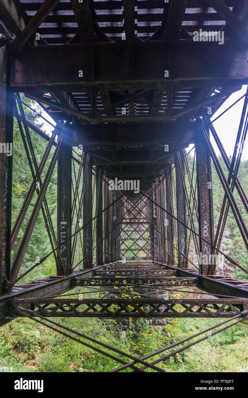 Old abandoned railroad train track bridge Stock Photo - Alamy