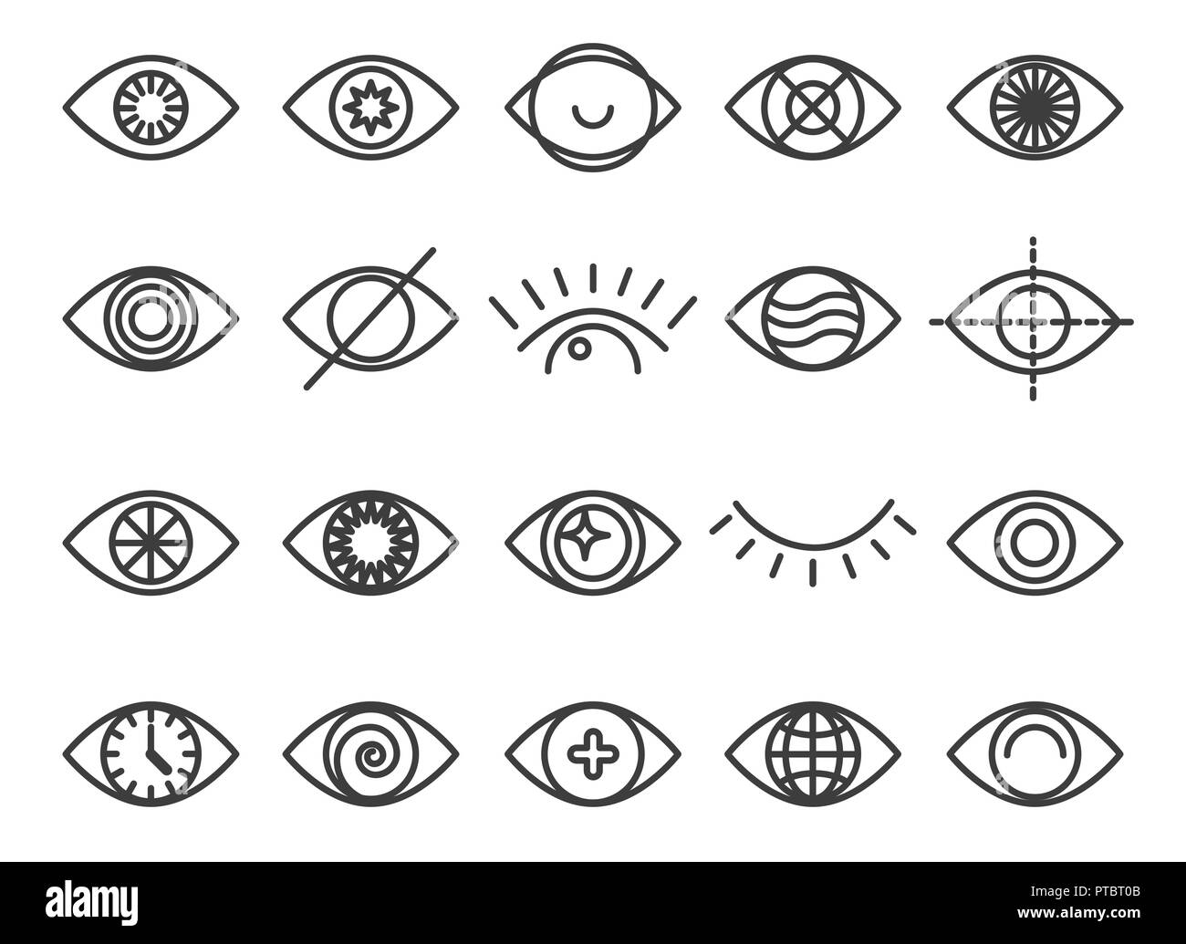 Eye icons. Human eye icon set, vector sight signs isolated on white ...