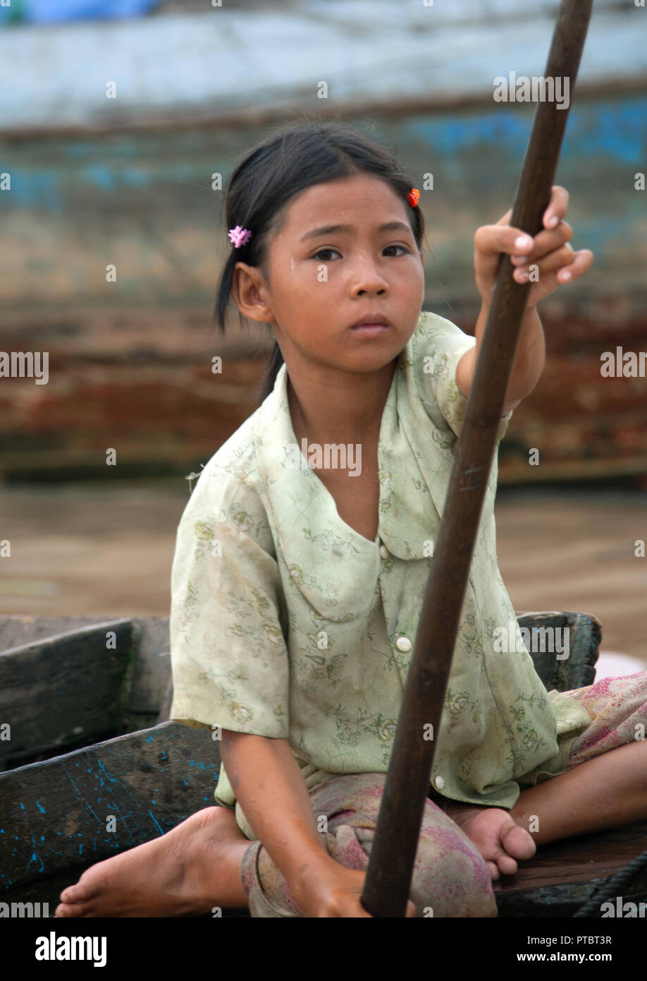 Cambodian Girl On A Boat In The Floating Village On Tonle Sap Lake Siem Reap Province Chong