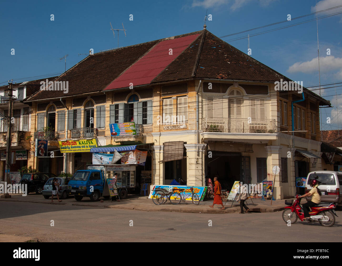 Old colonial buildings, Battambang province, Battambang, Cambodia Stock ...