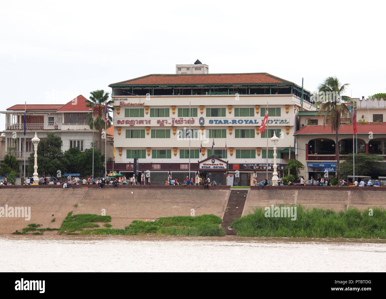 Old colonial buildings along the river, Phnom Penh province, Phnom Penh ... Old colonial buildings along the river, Phnom Penh province, Phnom Penh ...