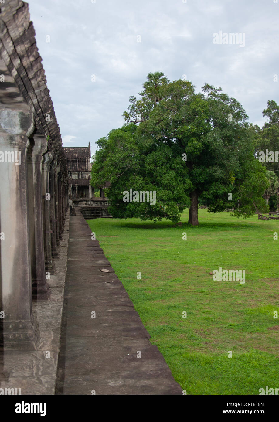 Columns along Angkor wat, Siem Reap Province, Angkor, Cambodia Stock ...