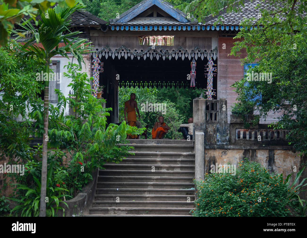 Decorated house in the monastery of Angkor wat, Siem Reap Province ...