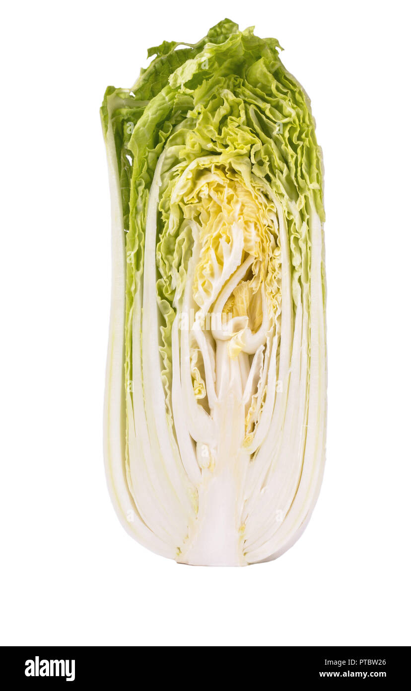 Cut half of fresh Chinese cabbage isolated on a white background Stock ...