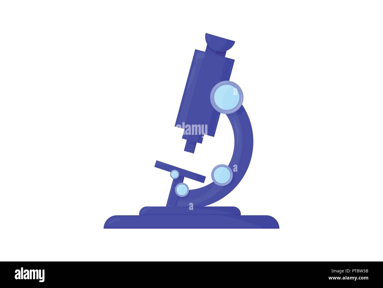 Medical lab flat vector illustration: scientific microscope with ...