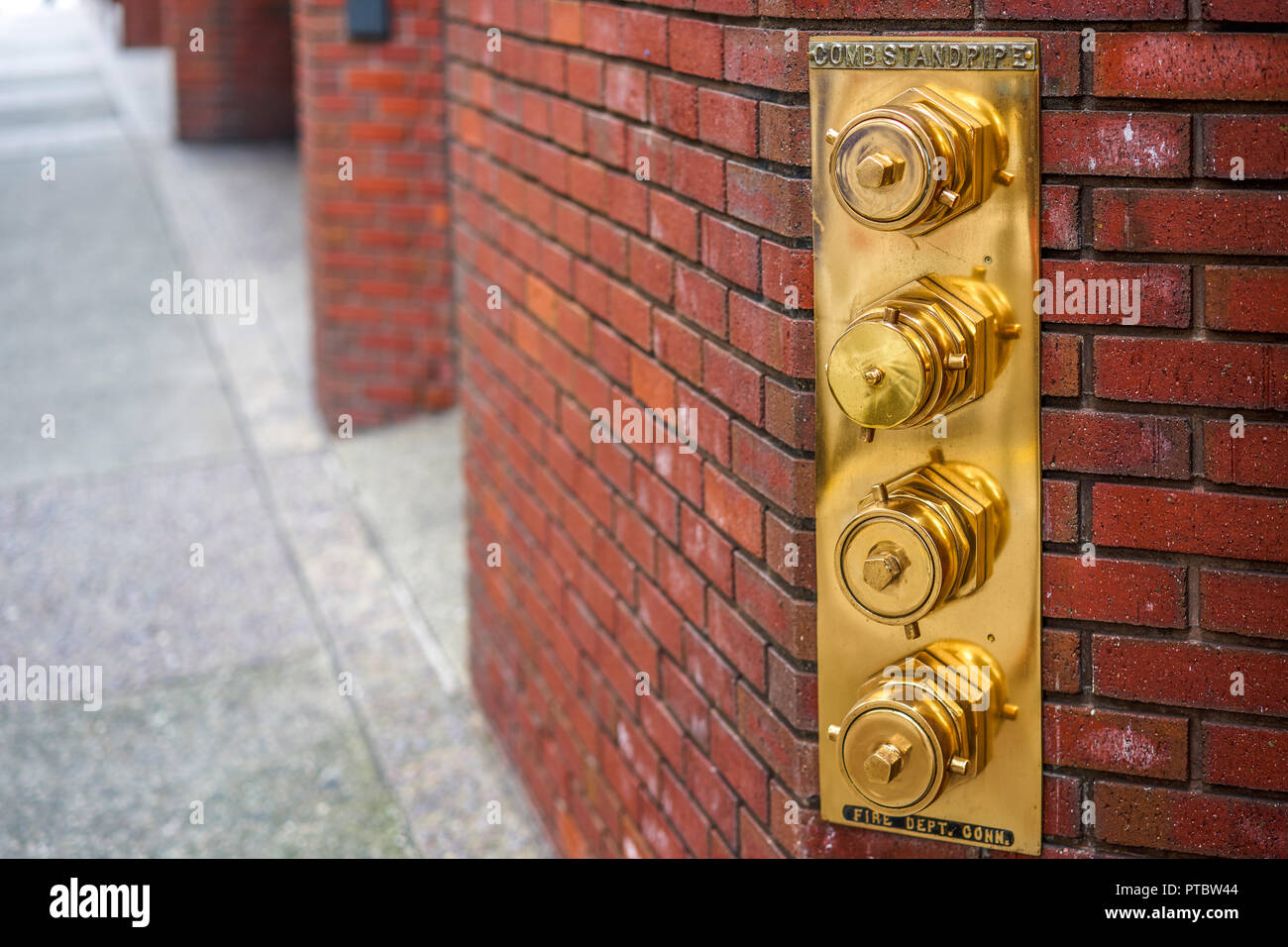 Fire hydrant in a building wall, San Francisco, California, USA Stock ...