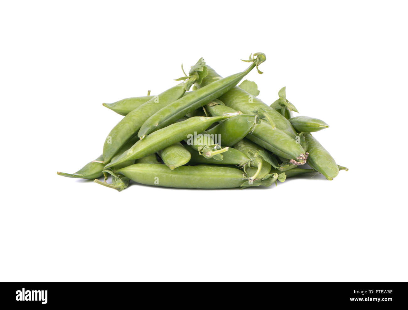 Pile of green peas in a pod on a white background Stock Photo - Alamy