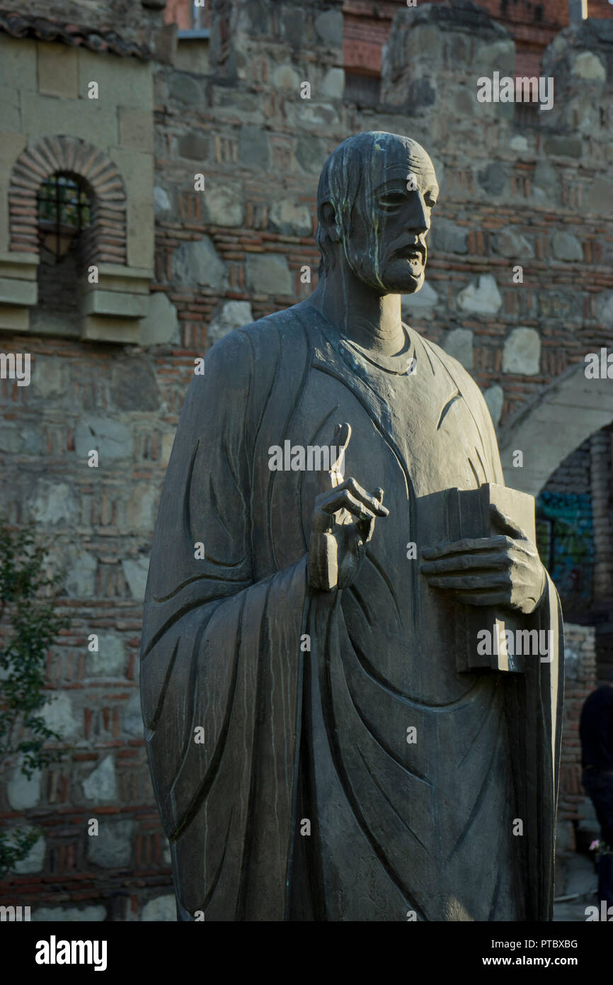 Statue of a priest in the Old Town district in Tbilisi,Georgia Stock ...