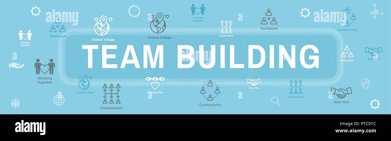 Team Building, Teamwork, & Connectivity Icon Set with Stick Figures and ...