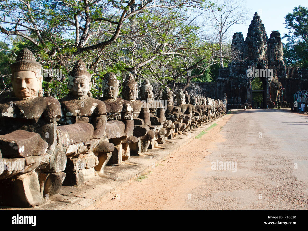 Gate of the largest city capital named Angkor Thom. Angkor Tom is the ...
